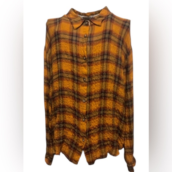 Tops | Jane Delancey Womens Plaid Lightweight Button Down Crinkly ...